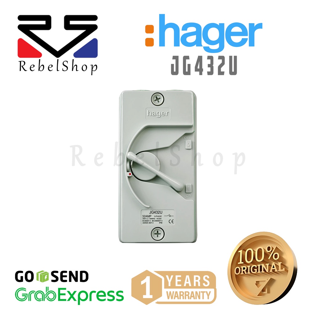 Jual Hager JG432U Utility Isolator Switch 4P 32A Isolating IP66 ...