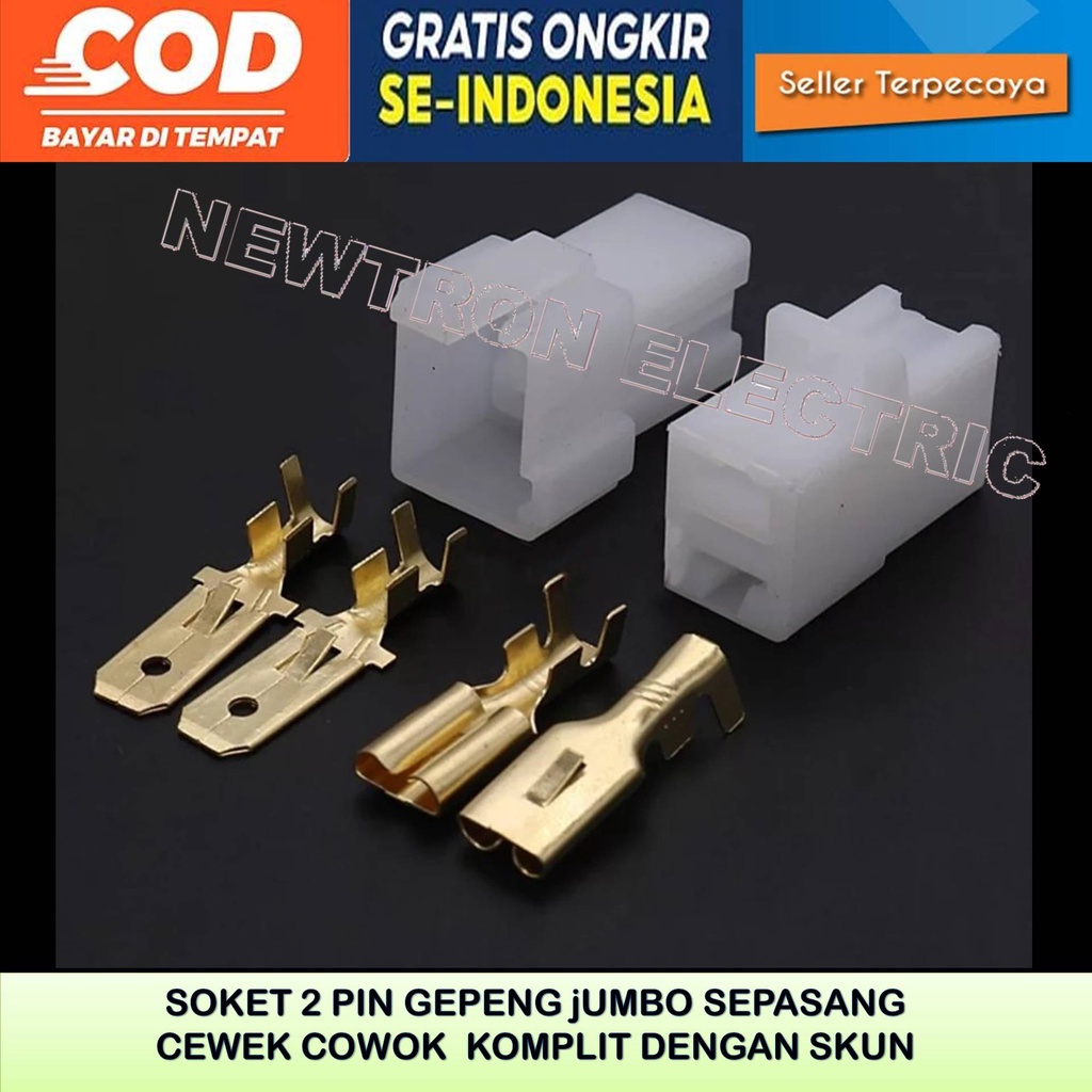Jual SOKET 2 PIN JUMBO SOKET FUSIBLING MALE FEMALE 2 PIN SOCKET DAN ...