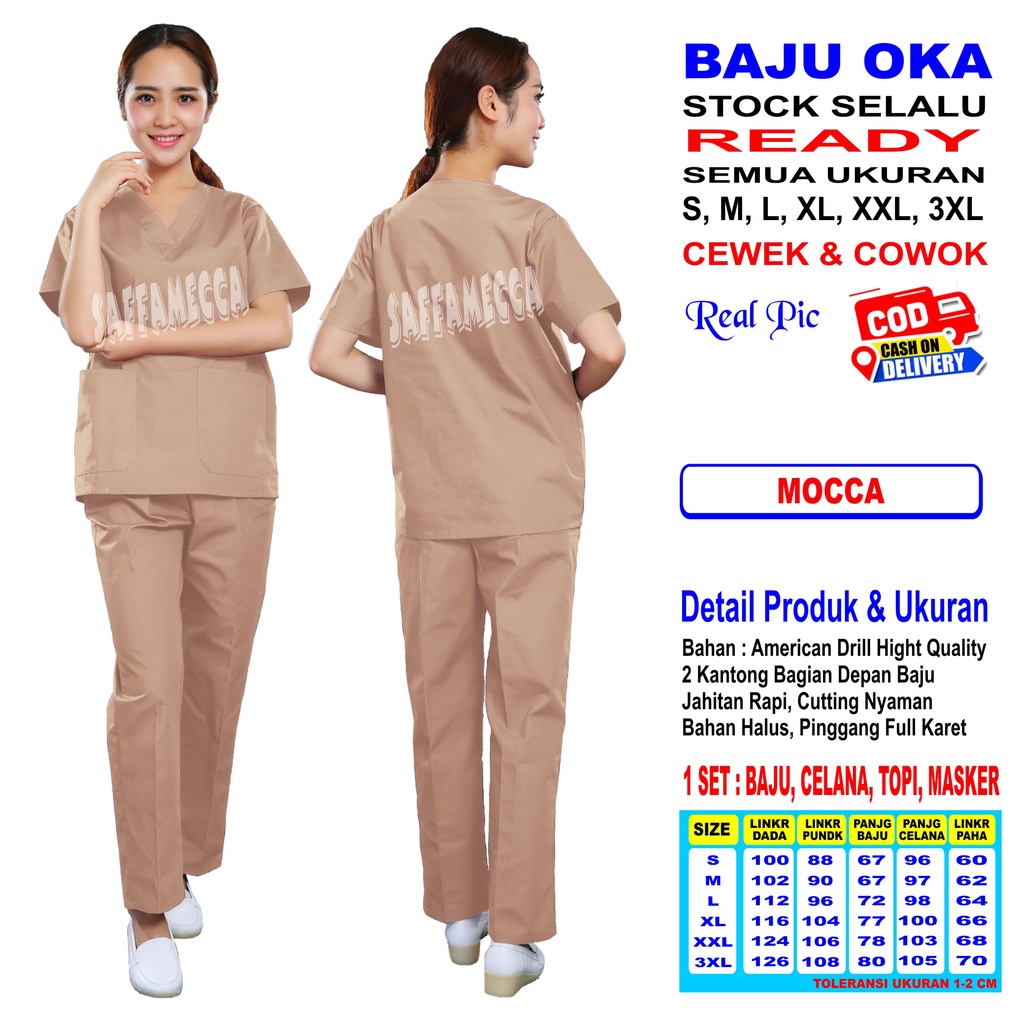 Jual Baju Ok Baju Oka Warna Mocca Pendek Pria Wanita | Shopee Indonesia