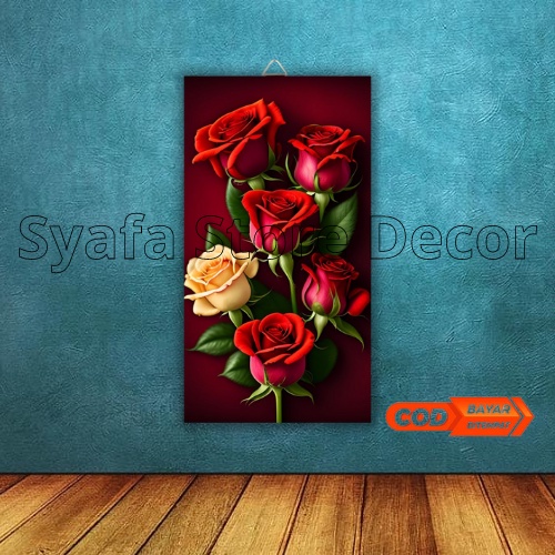 Jual Gambar Bunga Mawar Hiasan Dinding Minimalis Walldecor Pajangan ...