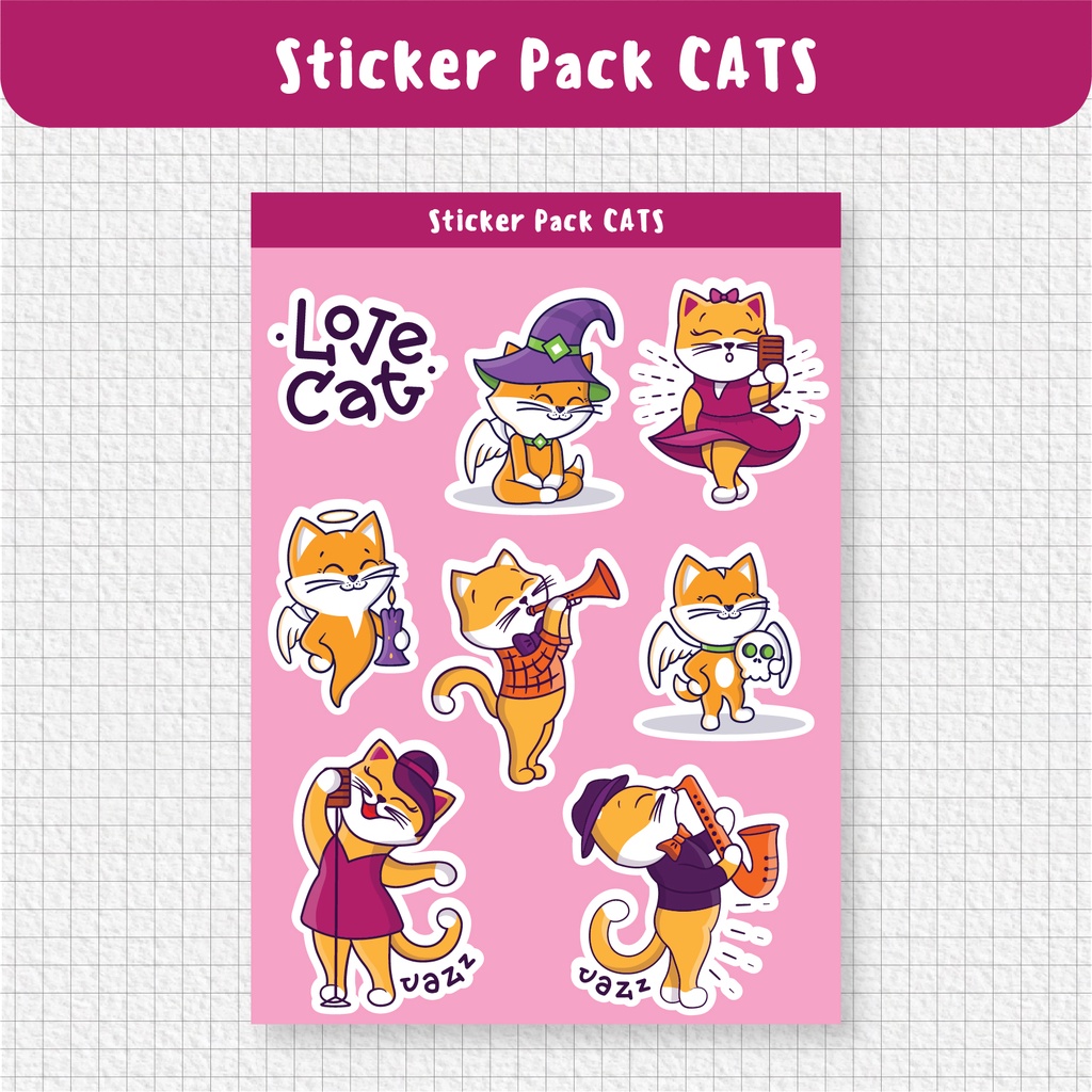 Jual Sticker Pack Kucing / Cats Lucu Aesthetic - Sticker Waterproof ...