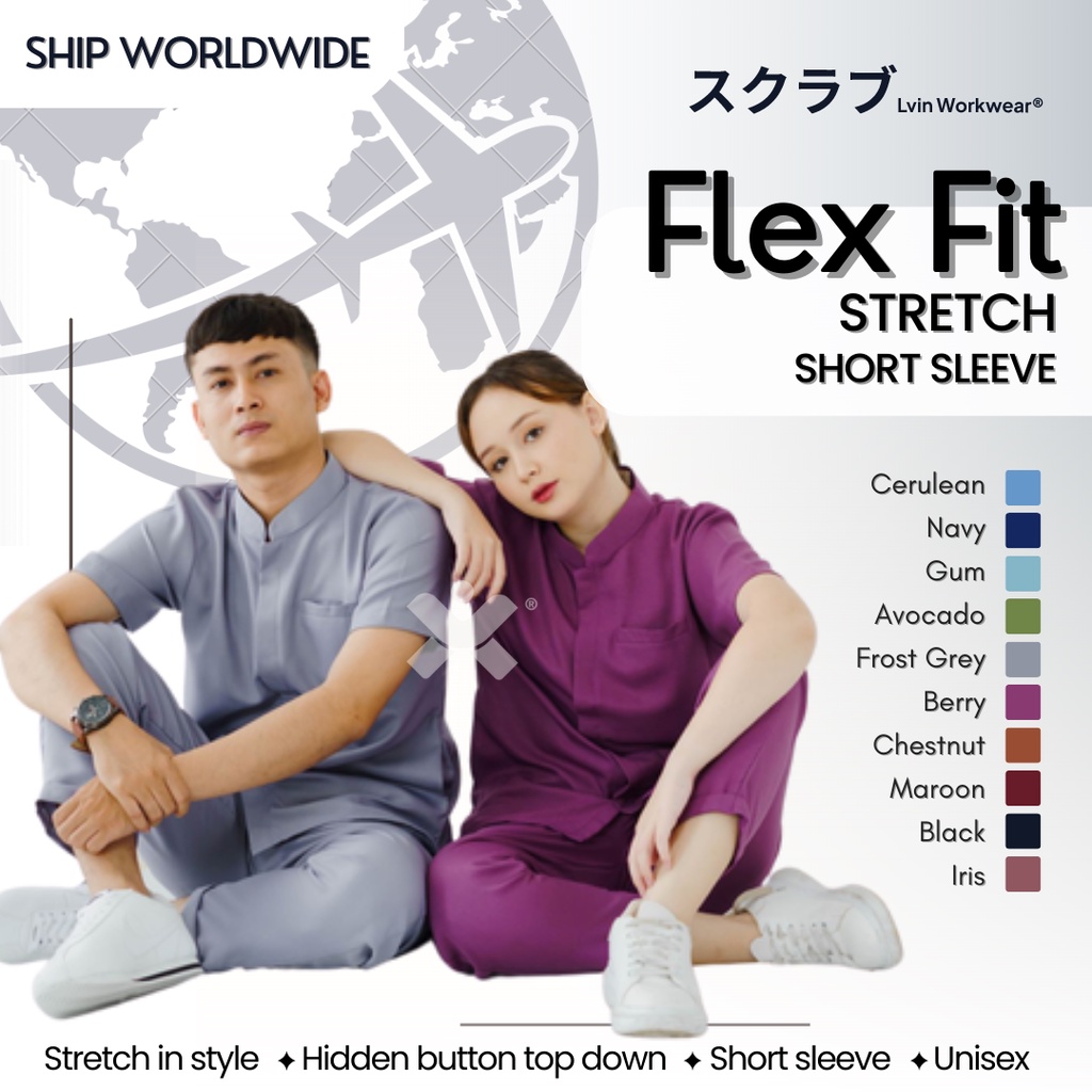 Jual [ Lvin ] Flex Fit 1 - BAJU SCRUB MEDICAL SCRUB SUIT DOCTOR'S SCRUB ...