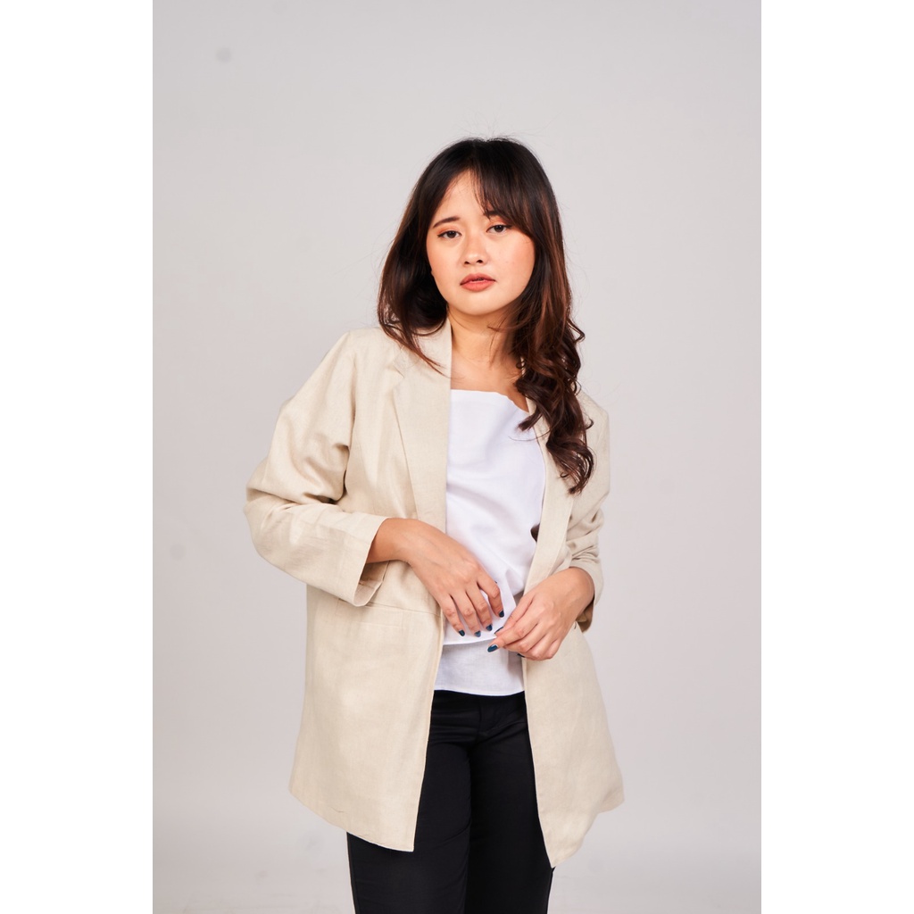 Jual SILVERLINING - NEW OVERSIZE LINEN BLAZER SIGNATURE | Shopee Indonesia