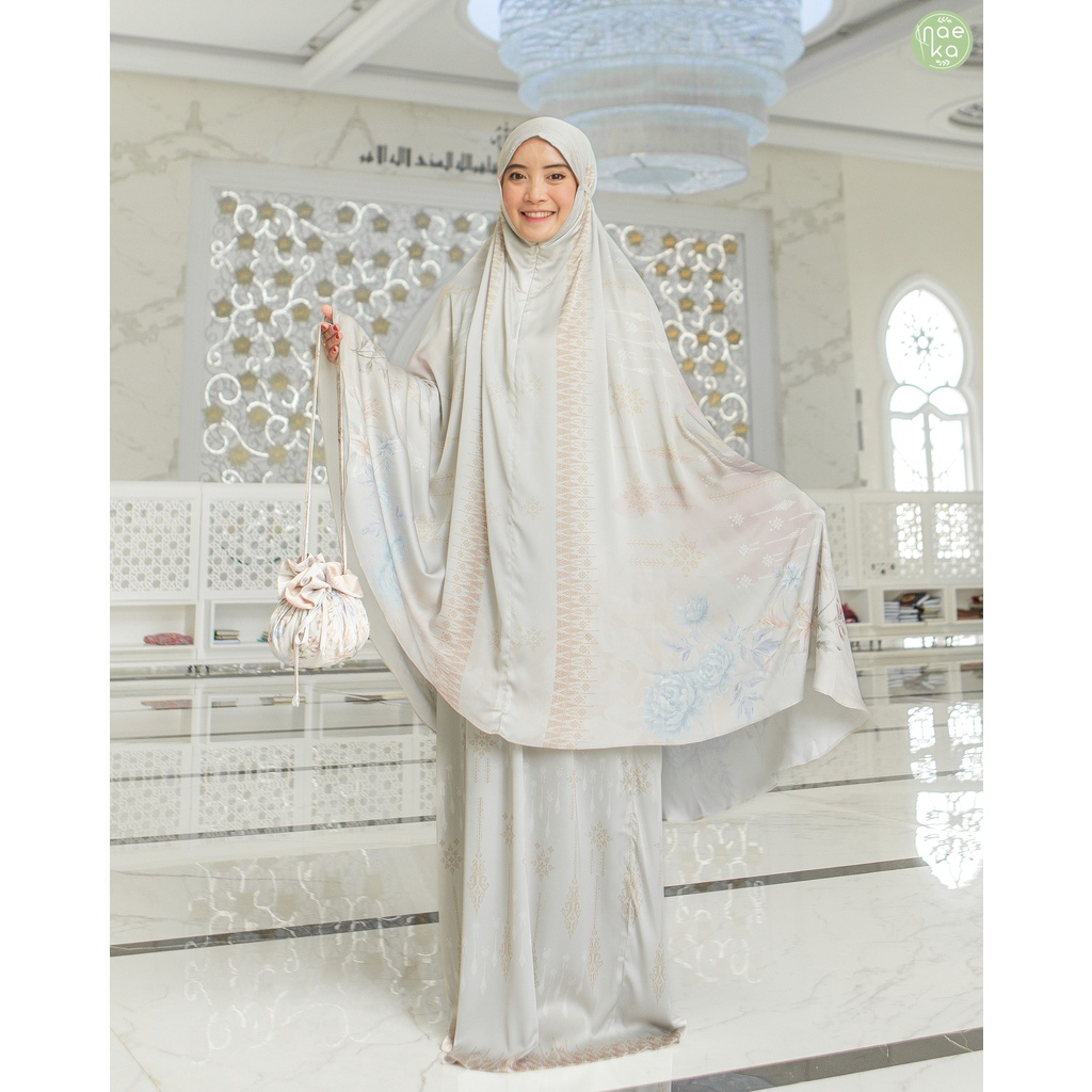 Jual Naeka Mukena Haraya Naeka x Michan - Beige 2in1 Silk Premium Full ...