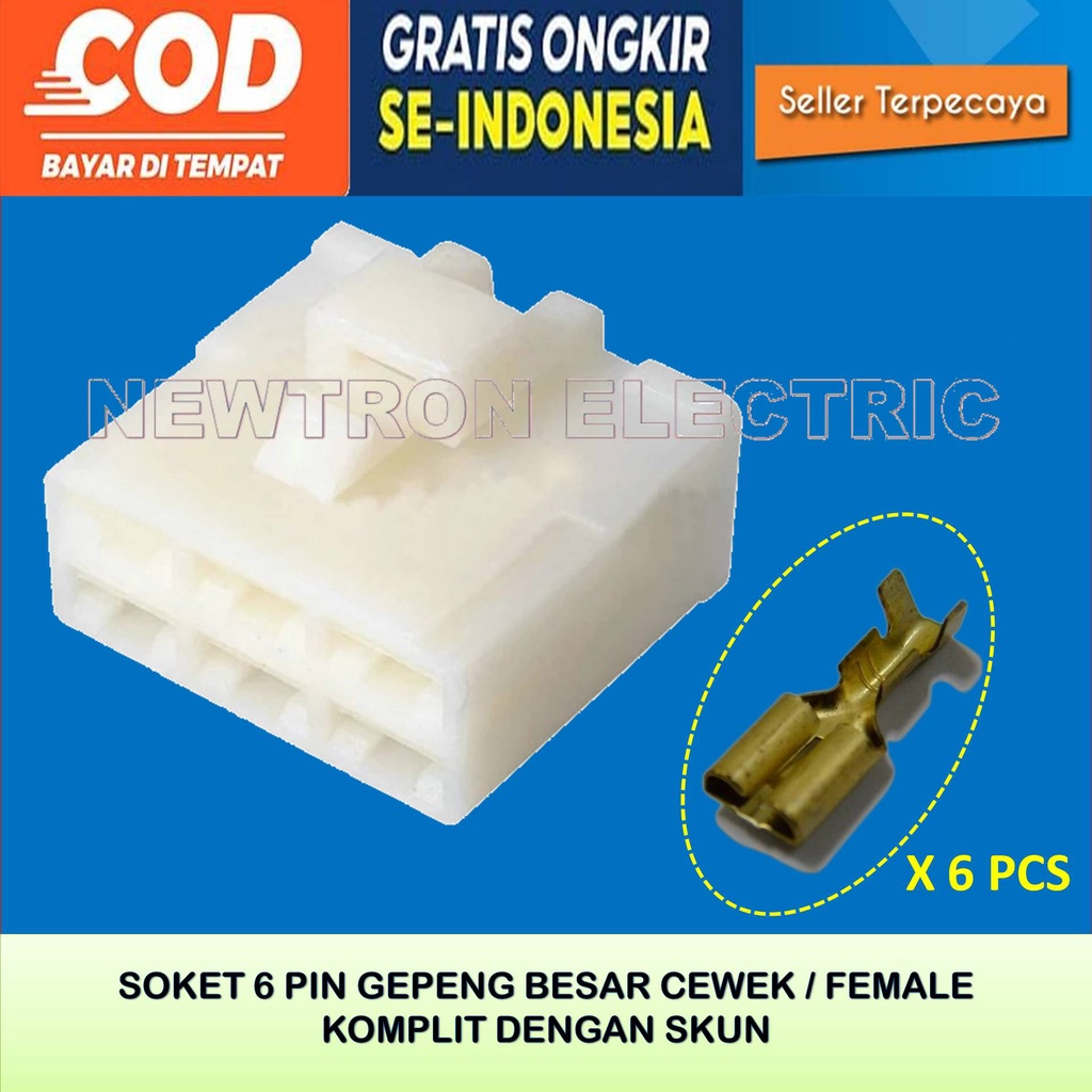 Jual SOKET 6 PIN FEMALE KIPROK TIGER 6 PIN - Socket 6 Pin Besar Komplit ...