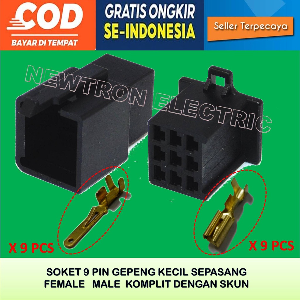 Jual SOKET 9 PIN HITAM SOKET KONEKTOR SOCKET CONNECTOR KABEL GEPENG ...