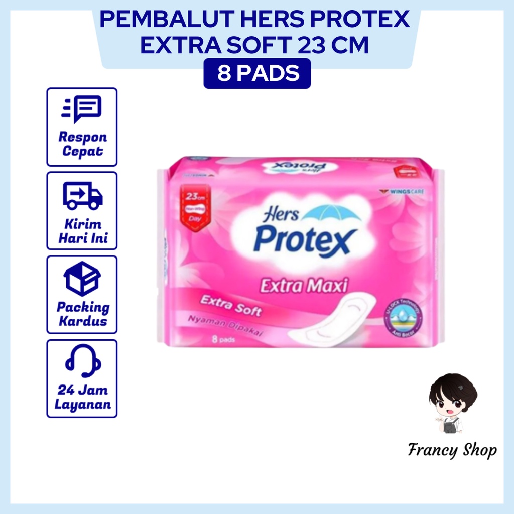 Jual Hers Protex Extra Maxi Extra Soft Pembalut 8 pads | Shopee Indonesia