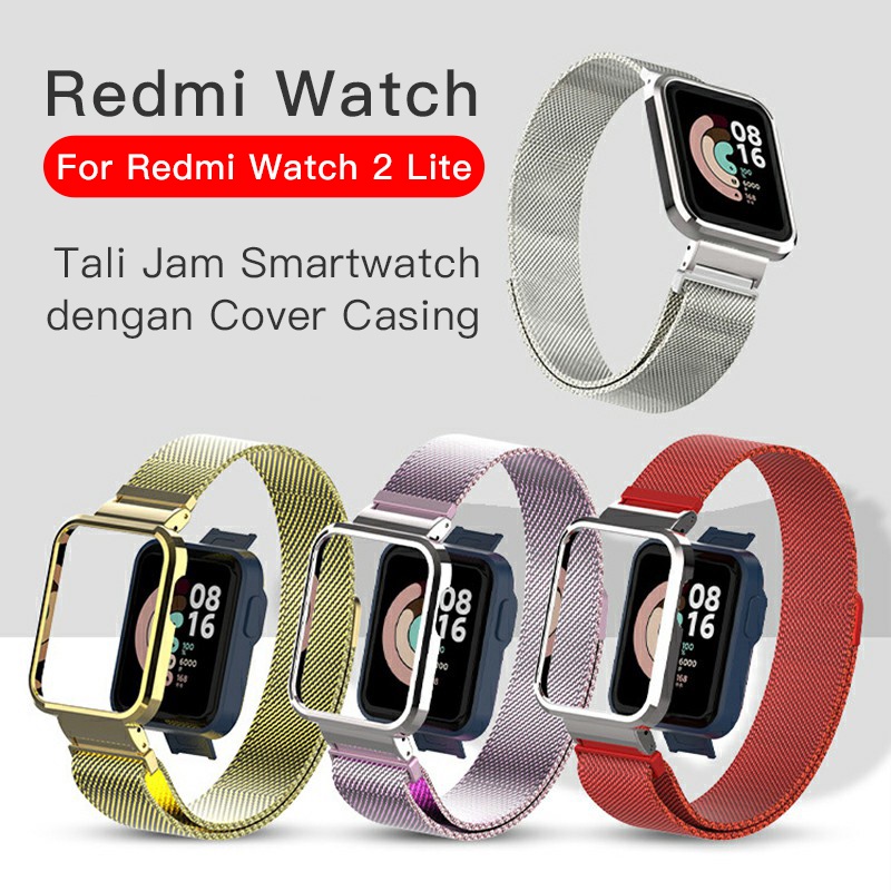 Jual Strap Redmi Watch 2 Lite Mi Watch Lite 2 Milanese Stainless Strap Metal Protector Case ...