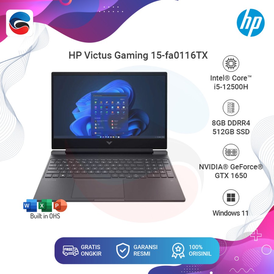 Jual HP Victus 15-fa0116TX Intel i5/8GB/512GB/GTX 1650/Win11+OHS (7B756PA) | Shopee Indonesia