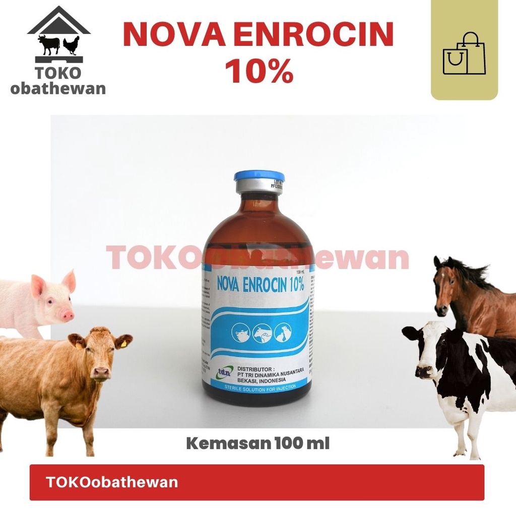 Jual NOVA ENROCIN 10% 100 ml - Obat Saluran Pernafasan Pencernaan Hewan ...