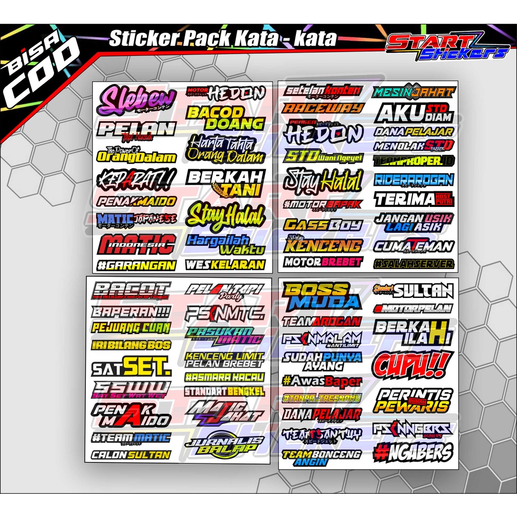 Jual STIKER PACK KATA KATA RACING / STIKER PACK HEREX / STIKER PACK ...