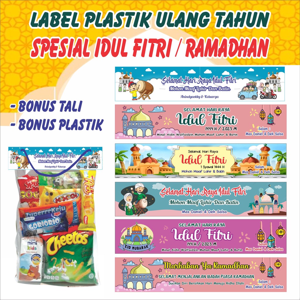 Jual LABEL SNACK PLASTIK SPESIAL TEMA IDUL FITRI - Besar (20x35 cm ...