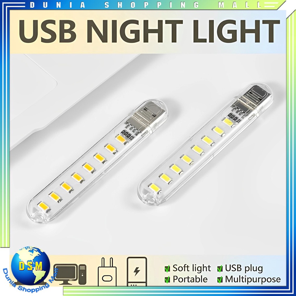 Jual DSM Lampu LED USB Mini 3 Mata Transparan Lampu USB 8 Led Model ...