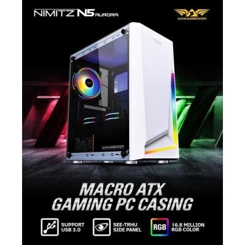 Jual CASING CPU ARMAGGEDDON NIMITZ N5 AURORA GAMING WHITE | Shopee ...