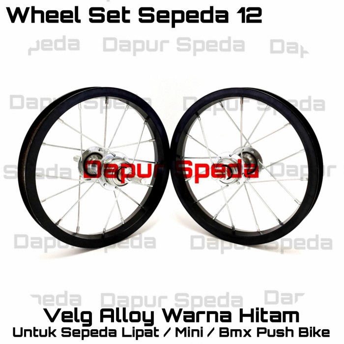 Jual Sepeda Velg Sepeda 12 Alloy Wheel Set Roda Bmx Mini Lipat Push ...