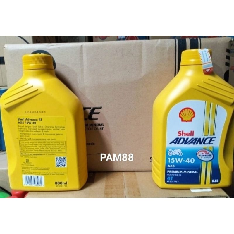 Jual Oli Shell advance Ax5..800 ml..4 T..kuning 15 W - 40...1 dus = 12 ...