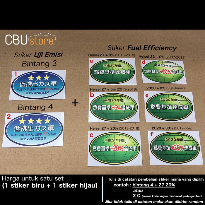 Jual Terlaris Emblem [Garansi] Stiker / Sticker Emisi Mobil Cbu Japan ...