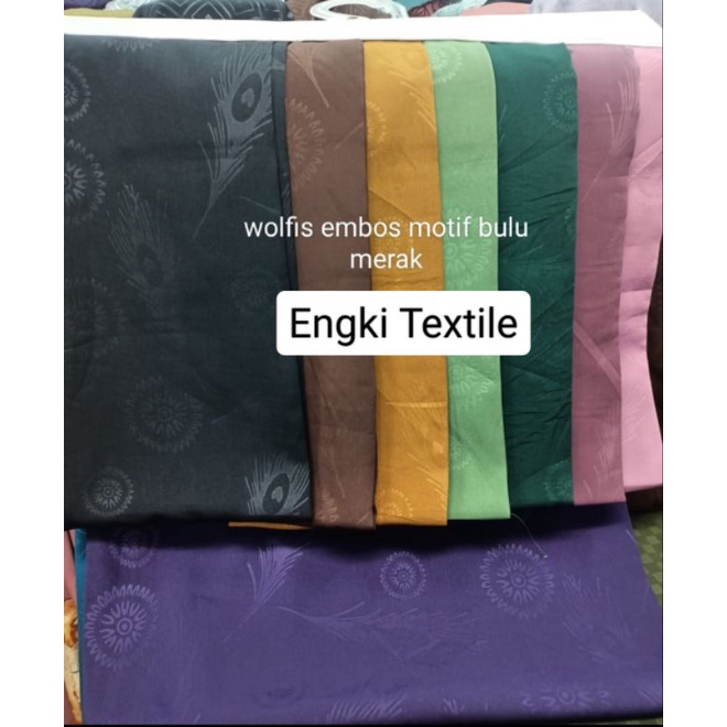 Jual Bahan/Kain Wolvis Embos Motif Bulu Merak | Shopee Indonesia