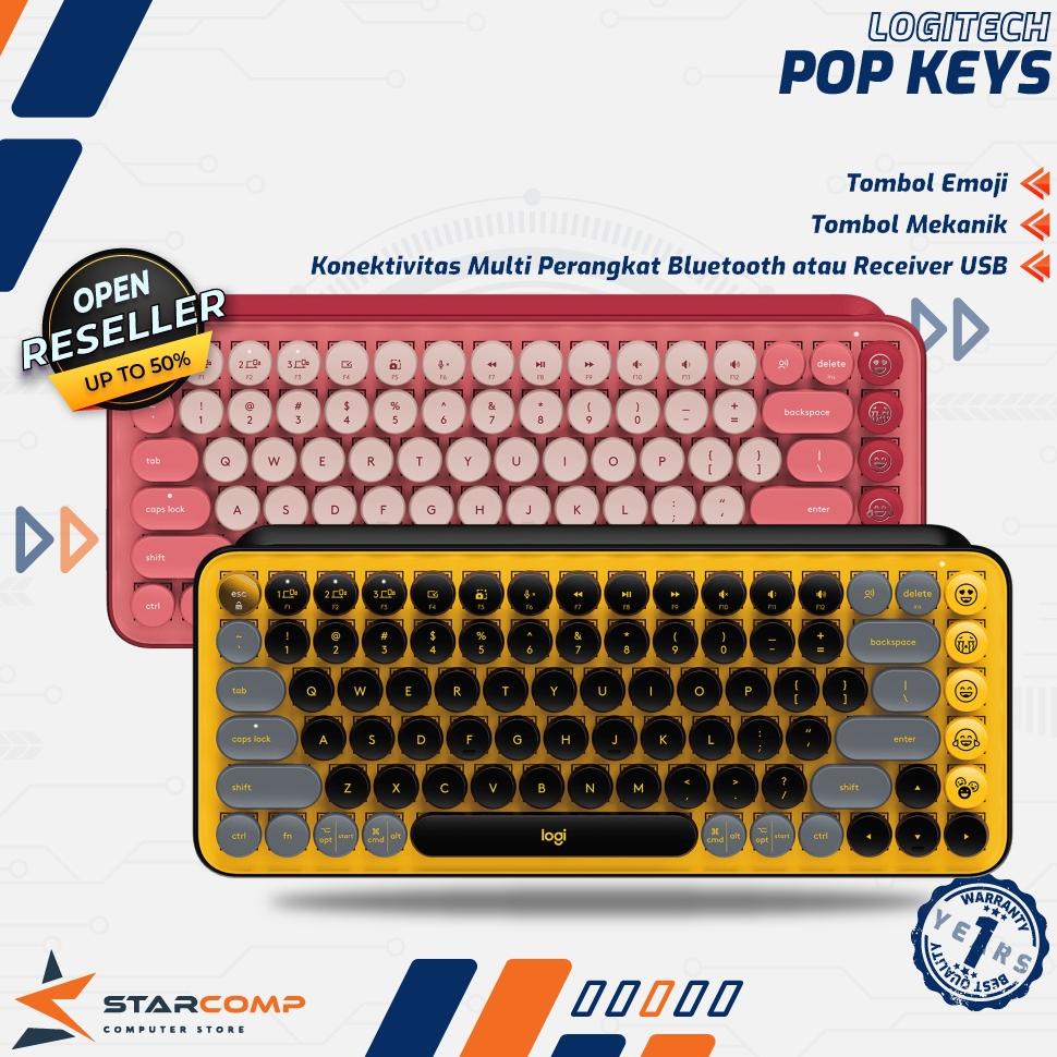 Jual Logitech POP Keys Keyboard Wireless Mechanical Compact and Emoji ...