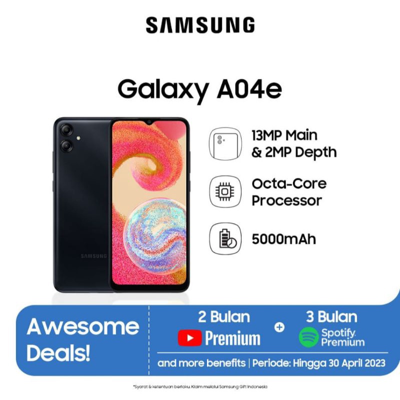Jual Samsung Galaxy A04e Baterai 5000 Memory Besar 32gb And 64gb {garansi