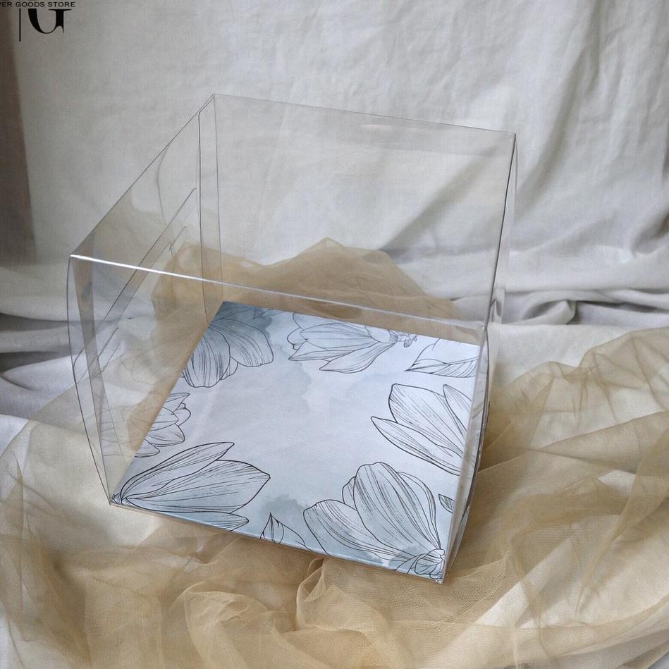 Jual Produk Laris Kotak kue 22cm / Glass Cake Box 22x22x20cm / Box kue ...