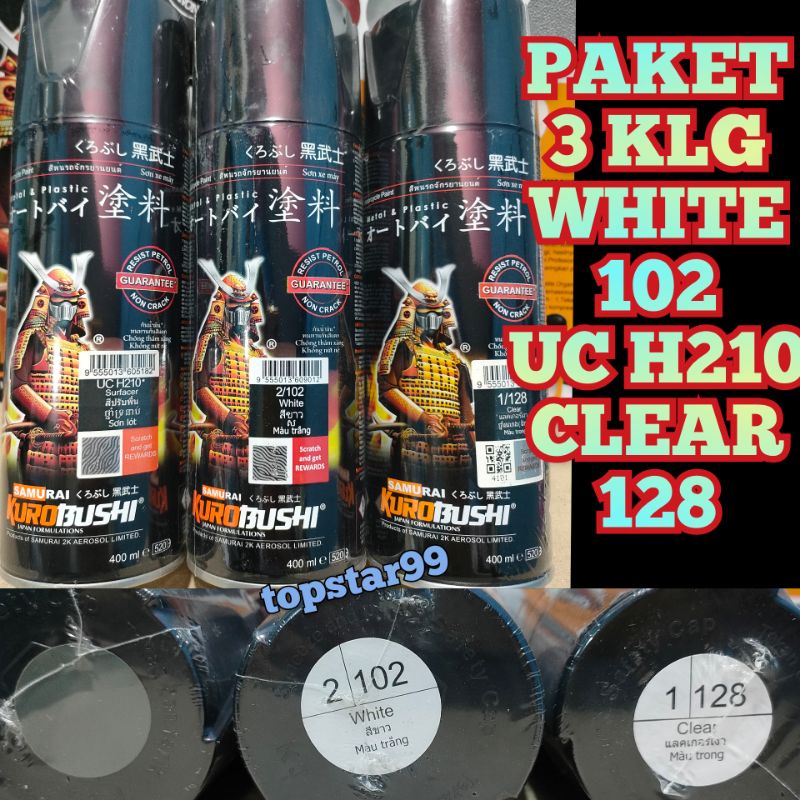 Jual Samurai Paint Paket 3 Kaleng Pilok Pilox Cat Semprot Samurai Paketan Lengkap Putih White ...
