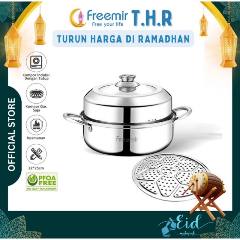 Jual freemir Panci Pengukus Steamer Perebus Stainless steel Serbaguna ...