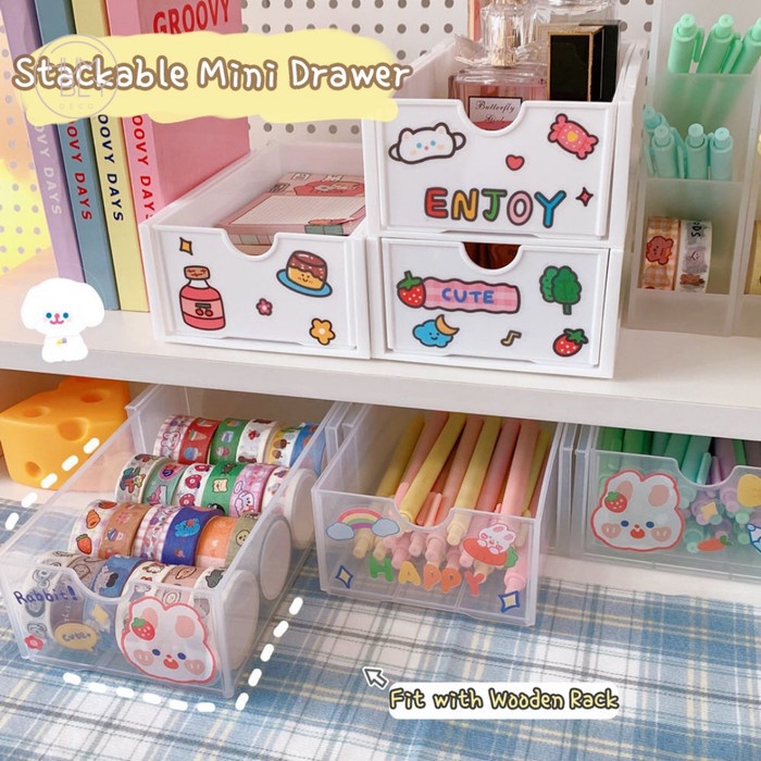 Jual Terlaris Korean Aesthetic Stackable Mini Drawer / Laci Stackable ...