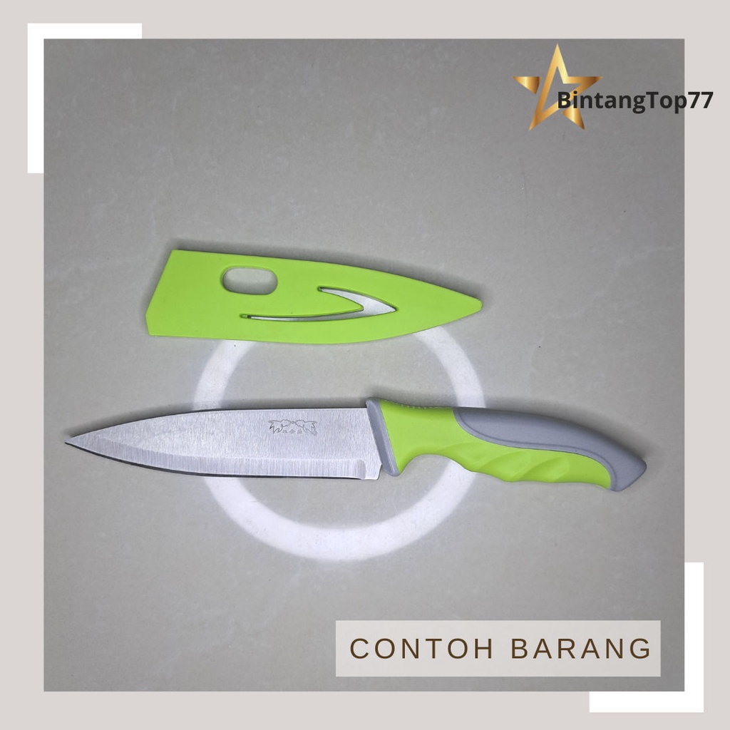 Jual Pisau Chef Stainless Steel + Sarung Hijau 6" / Pisau Dapur / Pisau ...