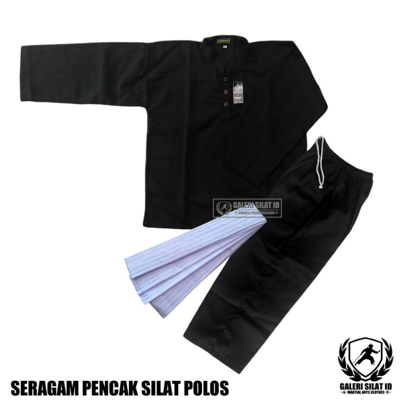 Jual Seragam Silat Lengkap Model Benik / Kancing - Sakral Polosan Hitam ...