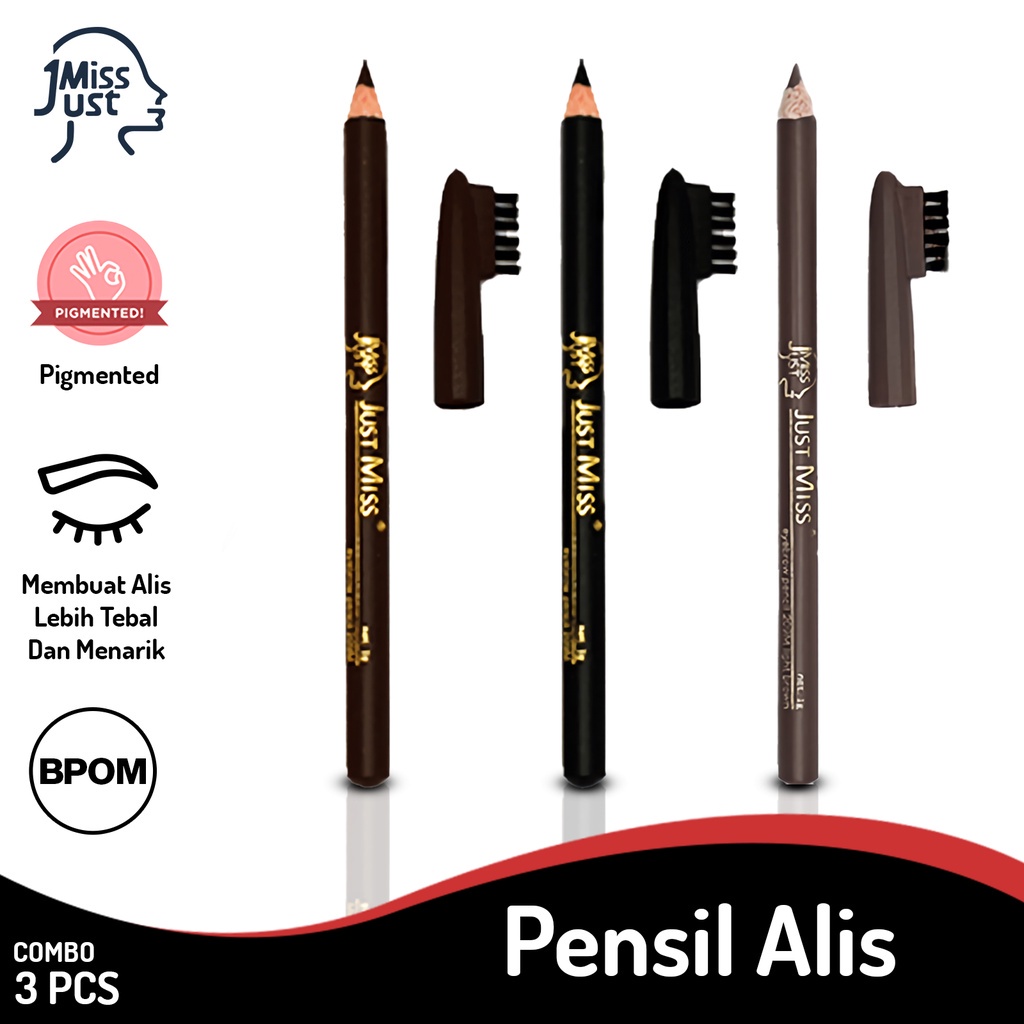 Jual Just Miss Pensil Alis Dengan Sikat 1 G Paket Hemat Combo 3 Pcs Eyebrow Pencil Cmb03 ...