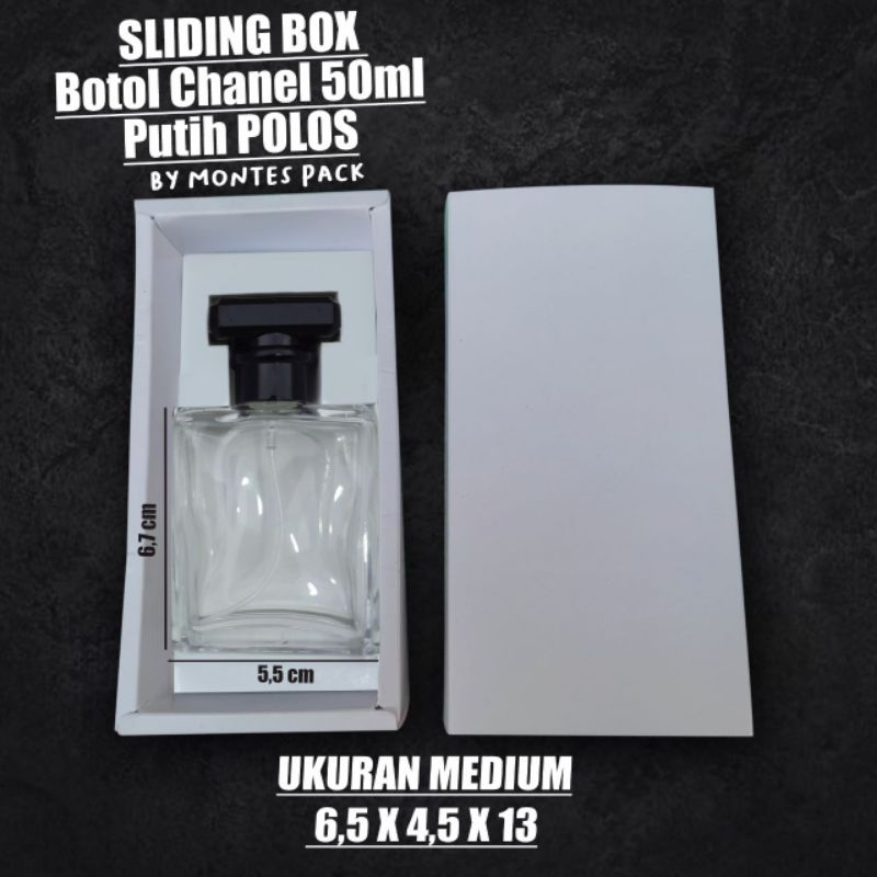 Jual SLIDINGBox PUTIH polos/ fit botol CHANEL 50ML / Slide Box channel Polos 50ml | Shopee Indonesia