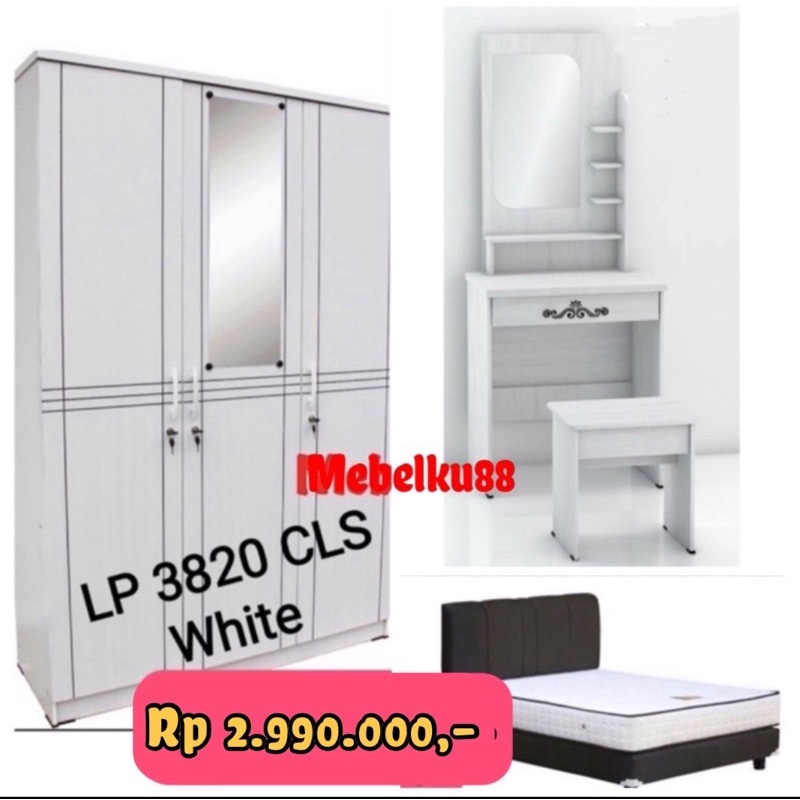 Jual Paket isi kamar bedset komplit set springbed, lemari dan meja rias ...