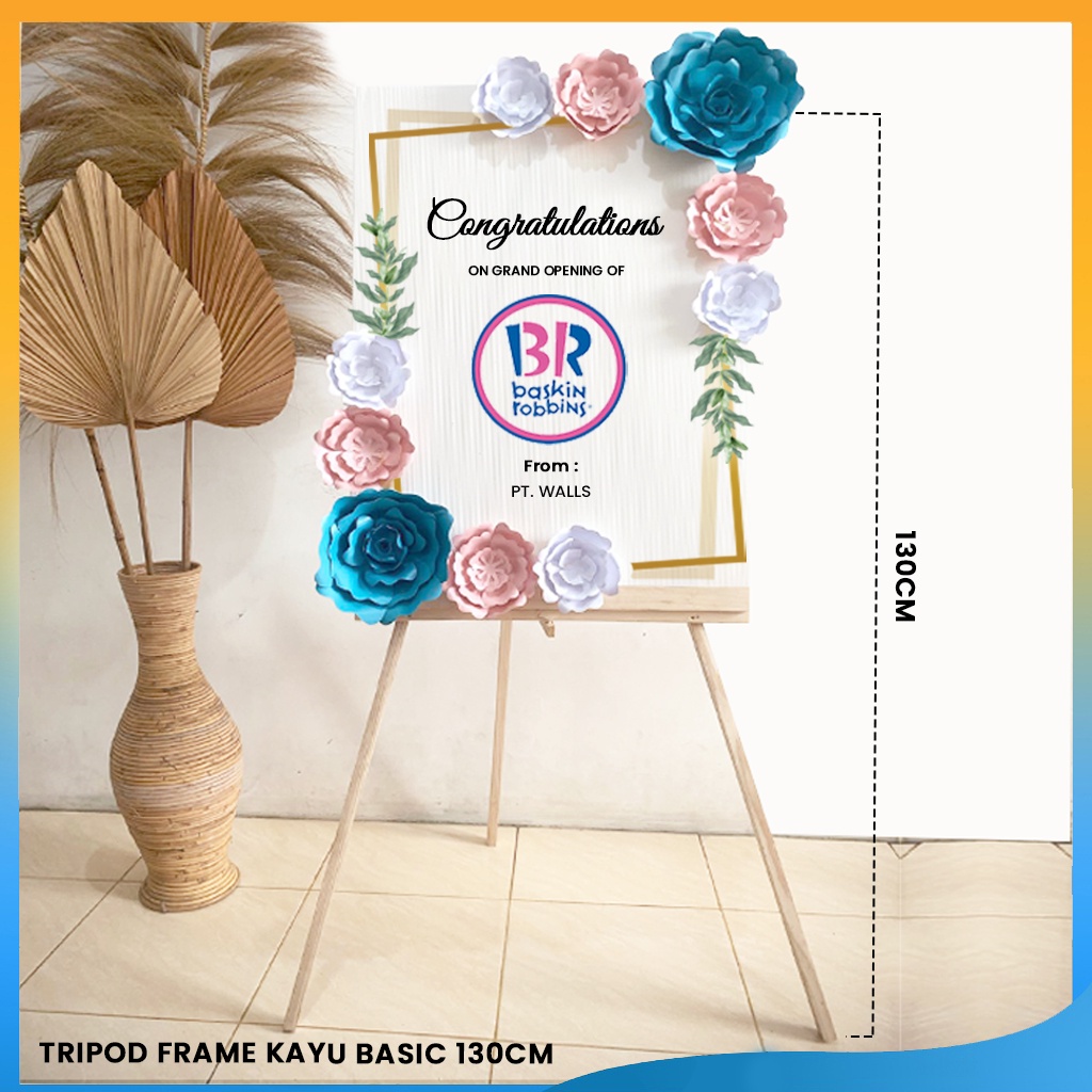Jual Papan Bunga Kertas Flowerboard 60x80 cm (Tema 6) Biru Dusty Putih ...