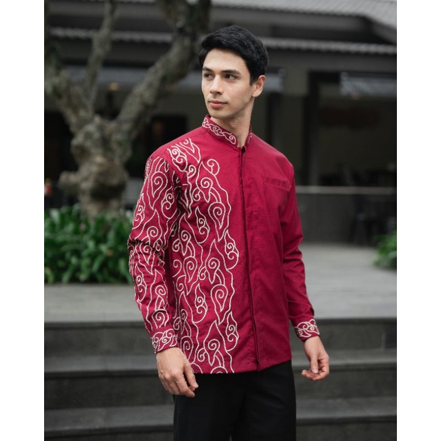 Jual Kemeja Bordir Pria NUC.ID Adnan 02 (Maroon) | Shopee Indonesia