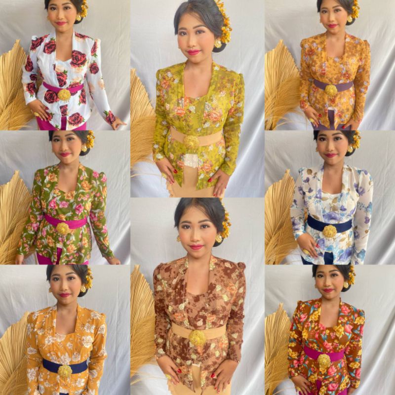 Jual Kebaya Bali By Ani Kebaya Kutubaru Sifon Bunga | Shopee Indonesia