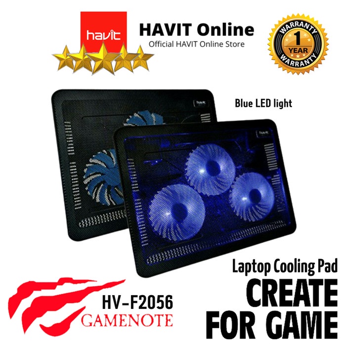 Jual Cooling Havit Cooling Pad Laptop Hv-F2056 3Fans- 17''- Black (Best Seller) | Shopee Indonesia