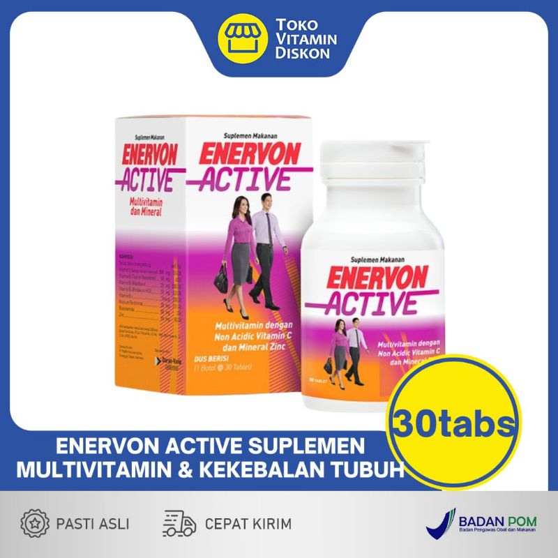 Jual Enervon Active Suplemen Multivitamin Dan Kekebalan Tubuh - 30 Tabs ...