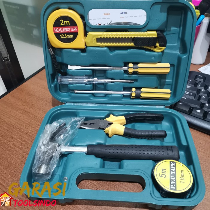 Jual perkakas set 8 in 1 tool kit set tang palu obeng toolkit set kunci ...