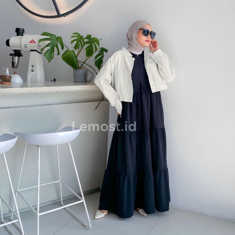 Jual Inner Dress Maxi Rok Rampel Susun Resleting Depan Busui Friendly ...