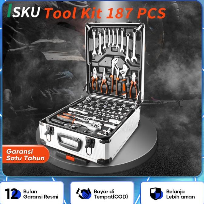 Jual ISKU Tool Kit Set 187 PCS Perkakas Bengkel/Tool box setPerkakas Bengke | Shopee Indonesia