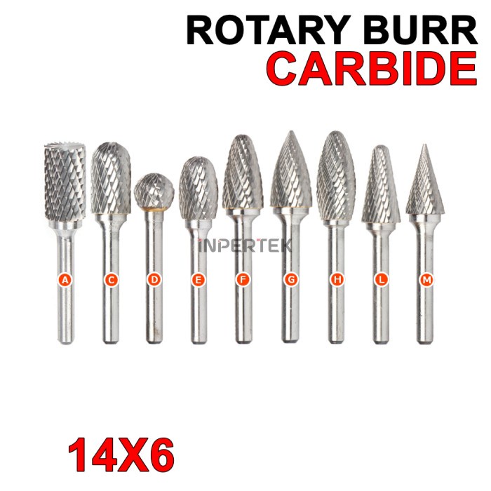 Jual Rotary Burr 14X6 Double Cut Cuner Carbide 14 mm Mata Tuner Shank ...
