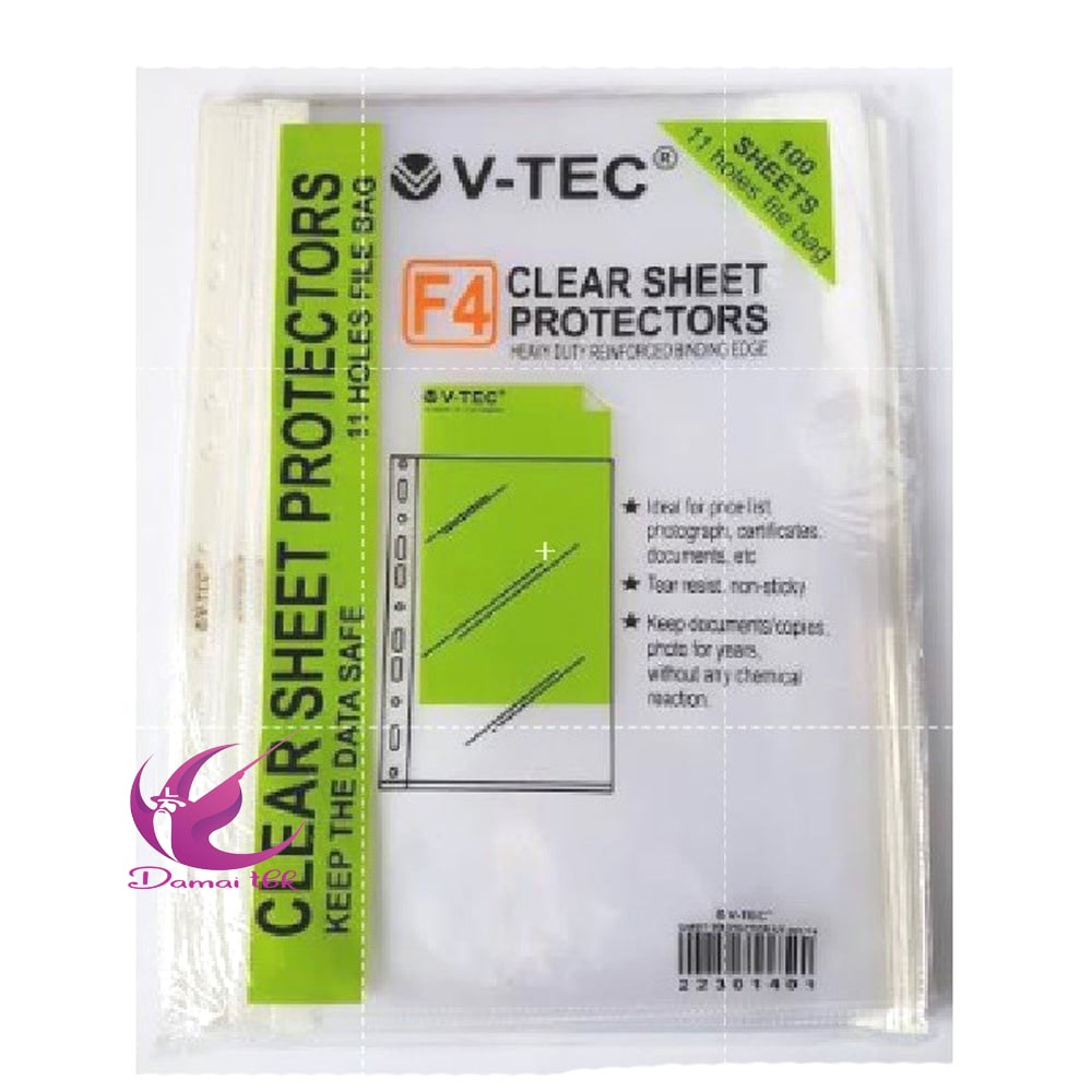 Jual PP Pocket Sheets Protector F4 V-tec isi 100 sheet/ Plastik Pocket ...