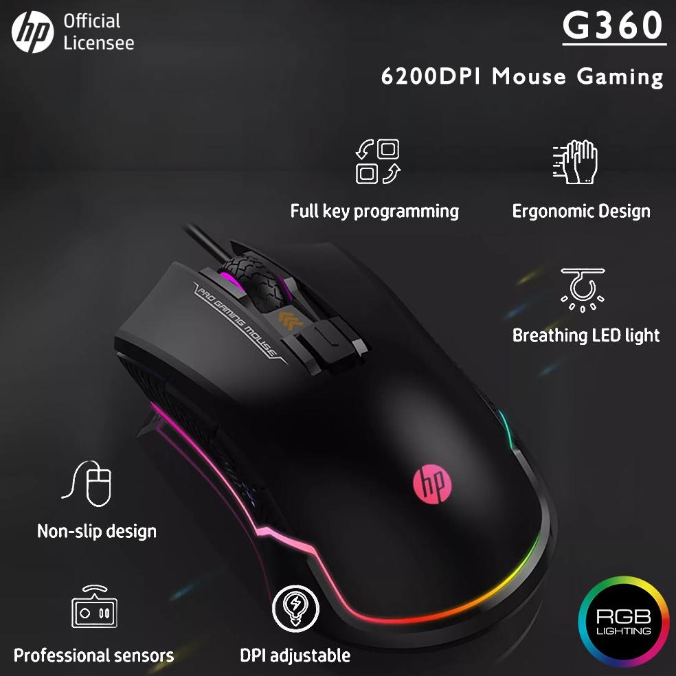 Jual Mouse Gaming Hp G360 - 6200Dpi Rgb Driver Macro Software | Shopee ...
