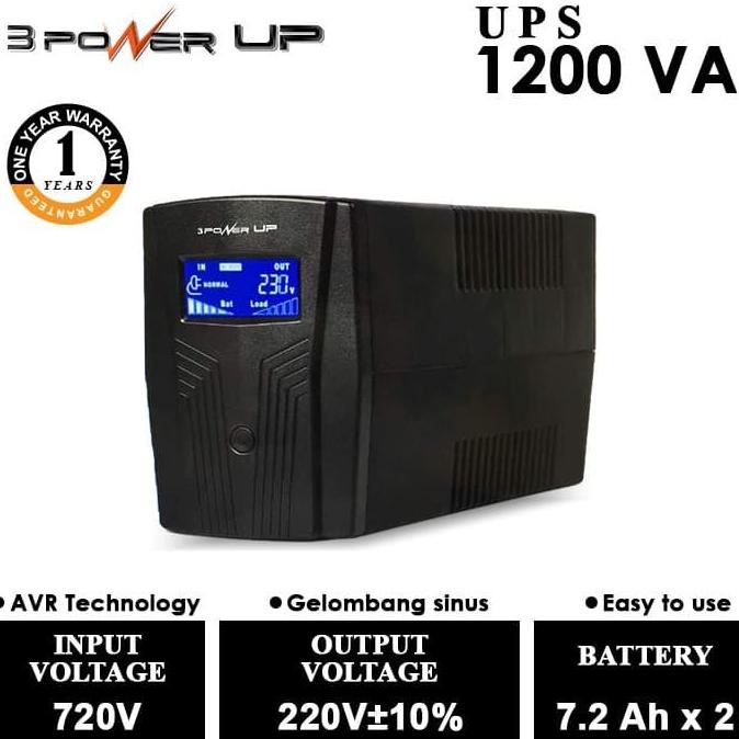 Jual Uninterruptible Power Supply Ups 1200Va 3 Power Up Lcd Avr ...