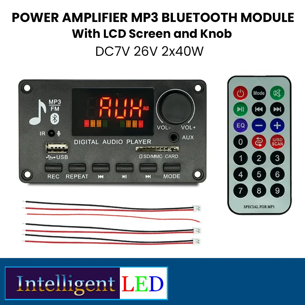 Jual Amplifier Power 2x40W Bluetooth MP3 Player Kit USB TFT FM Stereo ...