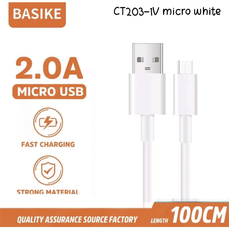 Jual KABEL BASIKE KABEL FAST CHARGING MICRO USB 1METER 2A | Shopee ...