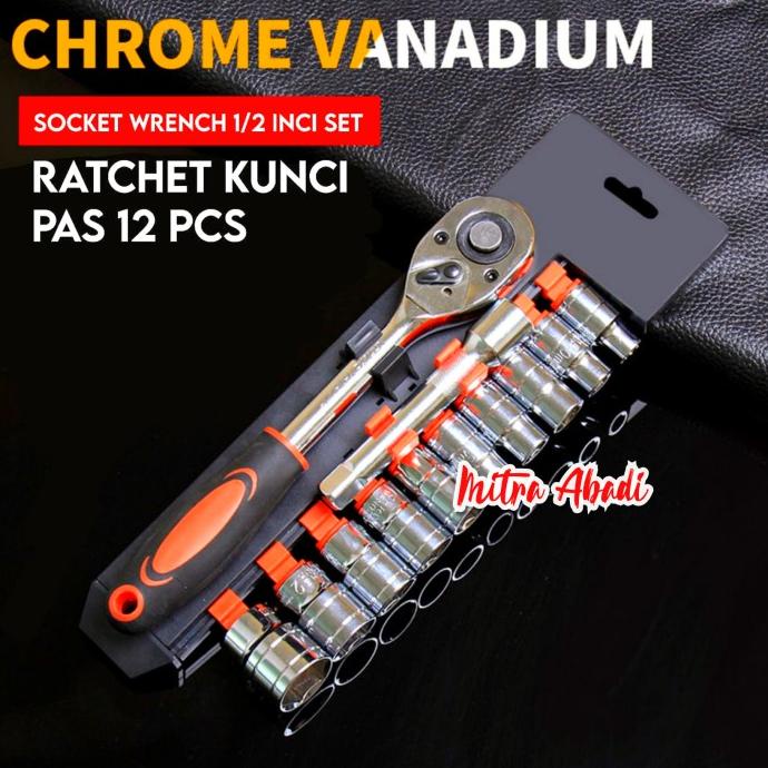 Jual Socket Wrench SET 1/2 INCH - Ratchet Kunci Pas 12 pcs | Shopee ...