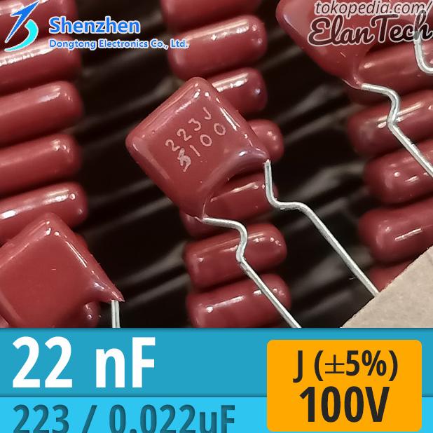 Jual 22nF / 223 J 100V Milar Film Capacitor 22n 22 nF Kapasitor Elan73c ...
