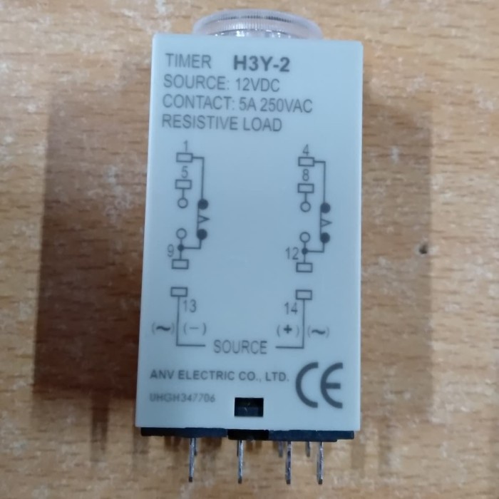 Jual Timer relay H3Y-2 H3Y2 H3Y 2 60s 60 detik 12V DC ANV Taiwan original | Shopee Indonesia